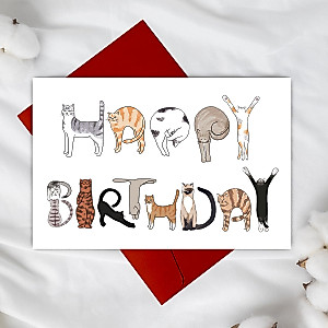 Bhiosng Happy Birthday Card for Cat Lover, Funny Cats Birthday Cards for Men Women, Cute Cat Owner Birthday Gift From Cat, Humor Cat Birthday Gift Card For Dad Mom Brother Sister Cat Lover