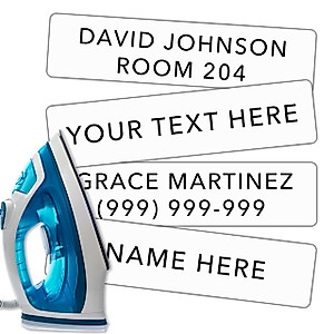 Personalized Iron On Name Labels (130 Labels) - Custom Washable Name Tags for Clothing - Iron On Clothing Labels for Nursing Home or Daycare
