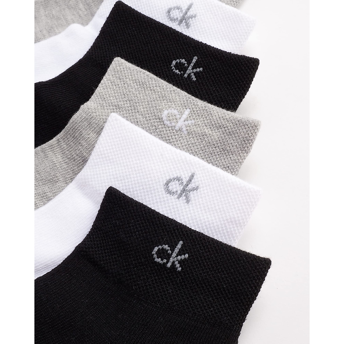 Calvin Klein Women's Athletic Sock - Cushion Quarter Cut Ankle Socks (6 Pack), Size 4-10, BlackWhiteGrey