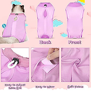 3 Pieces Cat Recovery Suit Kitten Recovery Suit E-Collar Alternative for Cats and Dogs Abdominal Skin Anti Licking Pajama Suit (Medium, Solid Pattern)
