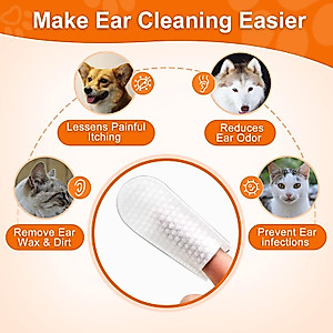 50Pcs Dog Ear Wipes Finger, Dog Ear Cleaner Wipes for Dogs and Cats, Pet Ear Wipes, Soft & Easy Otic Cleaning Pads, Remove Wax, Dirt & Stop Smelly, Itchy, Non-Irritating, All Natural Ingredients