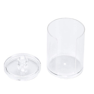 Cotton Round Holder, Cotton Pad Holder Makeup Pads Cotton Swab Dispenser for Bathroom Storage, Makeup Cosmetic Storage Organizer Box Round, Clear, Acrylic, 3 X 3 X 4.3inch