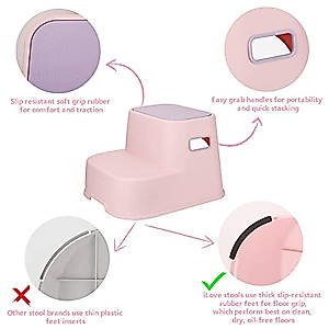 2 Step Stool for Kids -2 Pack, Toddler Two Step Stool for Potty Training, Bathroom, Kitchen, Anti-Slip Sturdy Safety Bottom HeightWidth (Pink)