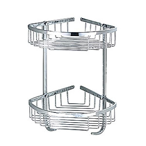 SUS 304 Stainless Steel Shower Caddy Basket Bathroom Corner 2-Tier Large Triangular Shower Basket Wall Mount Polished