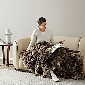 Bedfolks Faux Fur Throw Blanket - Fuzzy Plush Soft Sherpa Fleece Blanket, Fluffy Cozy Throw Blankets for Couch, Sofa, Bed, Tie Dye Black Thick Comfy Blankets and Throws, 50 x 60 inches