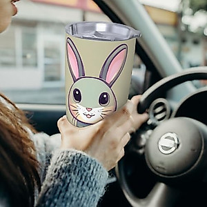 WXZYFP Car cup (single silver rim), can use a straw or drink directly, easy to use.Cute little bunny