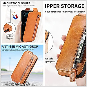 HUANGTAOLI PU Leather Handbag Case Cover for Oppo Find X5 Pro 5G, Built-in Magnet Closure Zipper Wallet Case for Oppo Find X5 Pro 5G