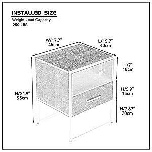 Black Nightstand Set of 2 with 1 Drawer and Open Storage, Black and Gold Modern Night Stands, Wooden Storage Bedside Tables with Metal Frame, Small End Side Table for Bedroom, Living Room