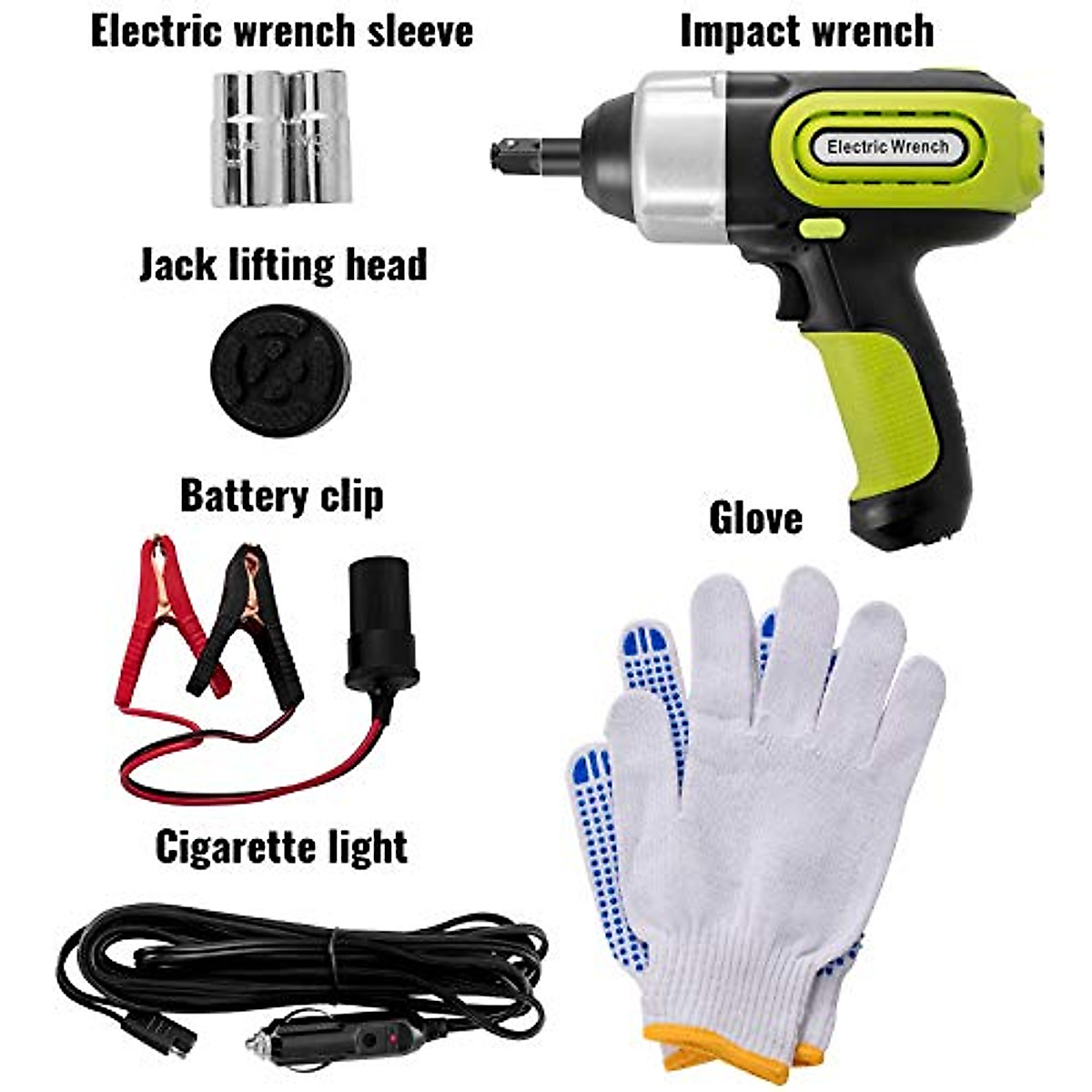 VEVOR Electric Car Jack, 5 Ton Hydraulic Electric Car Jack Kit with Electric Impact Wrench, 6.1"-16.5" Lifting Range, with LCD & Tire Pressure Display, Repair Tool for SUV MPV Sedan Truck Repair