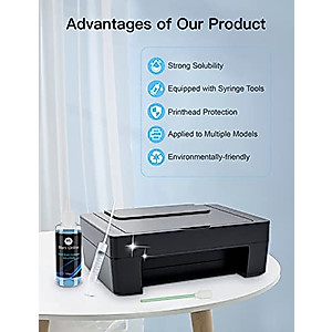 Mars Online Printhead Cleaning Kit Inkjet Printer Head Cleaner Compatible for HP/Epson/Brother/Canon 8600 8610 8035 8710 6700 6900 / Epson 1430 2720 et-2720 et-2750, 100ML, Kit 1