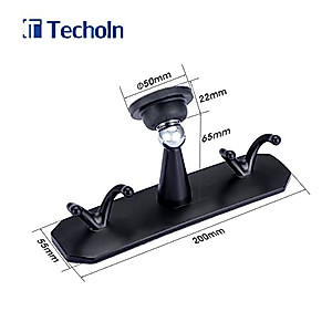 Techoln 3 Inch Door Stop with Coat Hooks,ABS Magnetic Door Stop with Two Hooks for Hanging Clothes,No Installation 3m Adhesive Backing