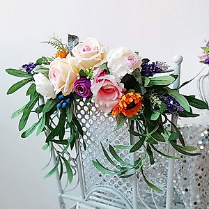 NMFIN Artificial Flower Swag, Handmade Floral Simulation Rose Peony Swag Arch Wreath Centerpiece for Wedding Home Front Door Garden Lintel Decoration