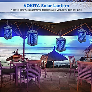 EUBSWA Solar Lantern, Solar Flame Lights Outdoor, Permanent On All Night, 2 Pack Waterproof Solar Lantern Outdoor Hanging Lanterns for Patio Garden Deck Yard and Party Decorative New