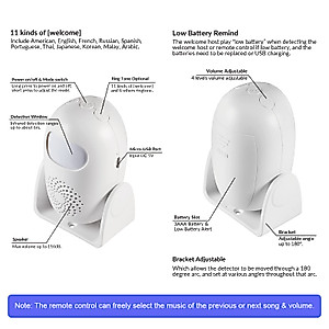 TOWODE Motion Detector Alarm Indoor Motion Sensor Alarm with Remote Control 110dB 4 Volume Levels Motion Detector Alert for Home Shop Store (1 Motion Detector, 1 Remote Control)