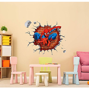 SchwartsCount Spiderman Wall Decals for Boys Room - Peel & Stick Wall Superhero Decor - Spiderman Nursery Stickers and Decals - Removable Kids Room Stickers - (17.7x19.7 Inch) 50x45cm