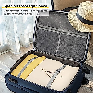 LARVENDER Softside Luggage Sets 3 Piece with Duffel Bag, Expandable Rolling Suitcases Set with Spinner Wheels, Lightweight Upright Travel Luggage Set with TSA-Approved Lock, Blue(20/24/28)"