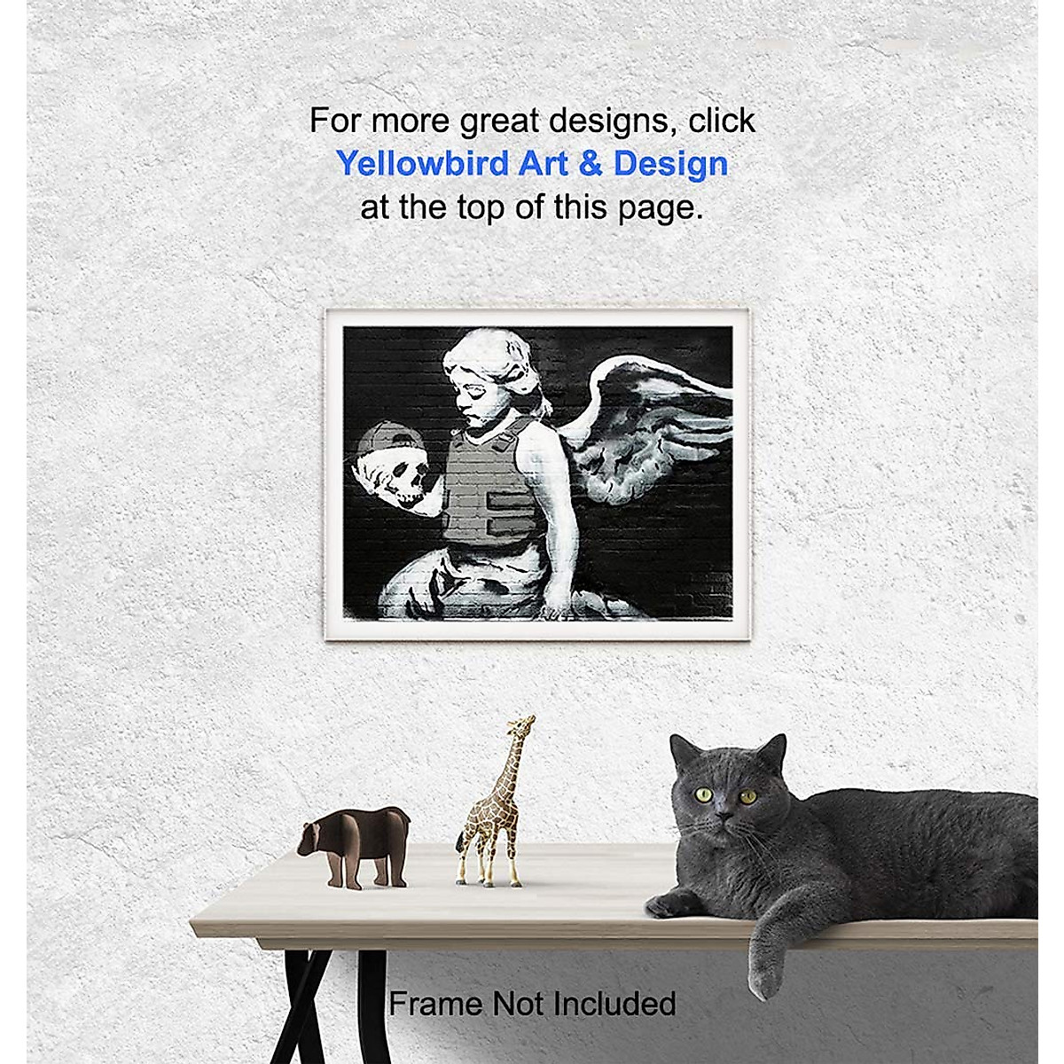 Banksy Fallen Angel with Skull Wall Art - Graffiti Wall Decor Street Art Poster Print - Urban Mural - 8x10 UNFRAMED