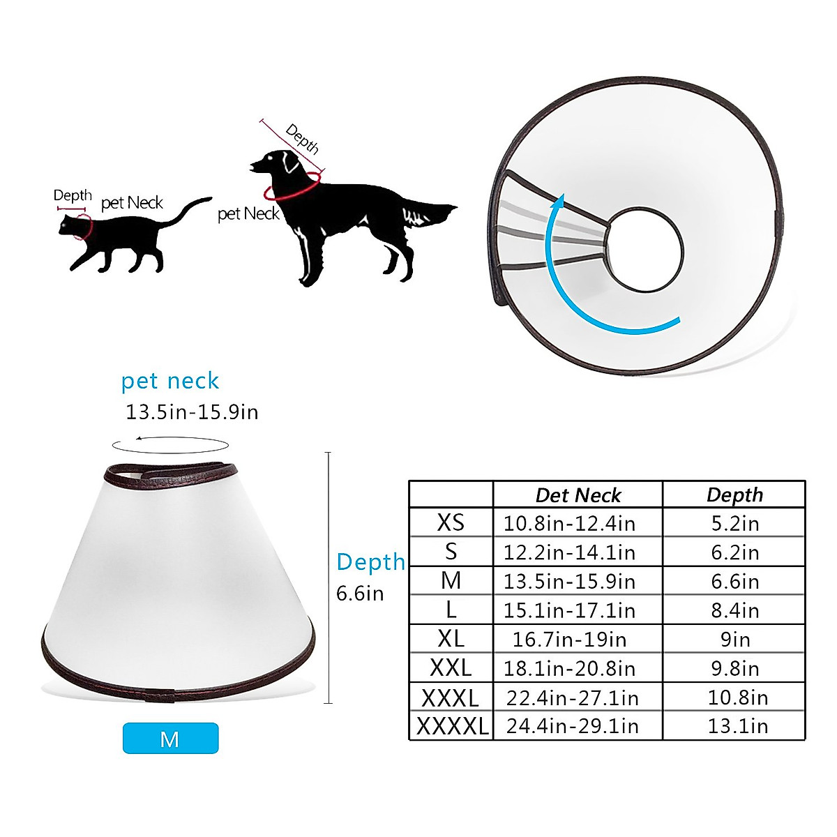 Adjustable Dog Elizabeth Collar Latest Upgrade Felicey Pet Protective Collar with Soft Edge Dog Neck Cone Recovery Cone Collar for Anti-Bite Lick, Surgery or Wound Healing (XL)