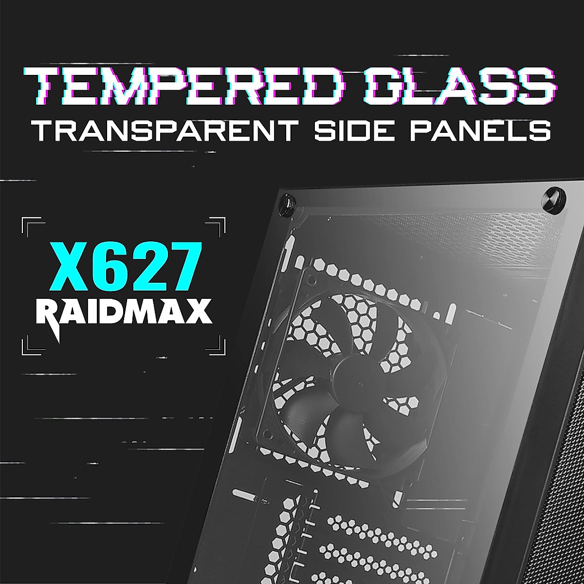 Raidmax ATX Desktop Computer Gaming PC Case Mid Tower PC Case with addressable RGB x3 ARGB Fans ATX PC Case USB 3.0 Tempered Glass PC Case Mesh Window Computer Case with 3 ARGB LED Black PC Case -X627