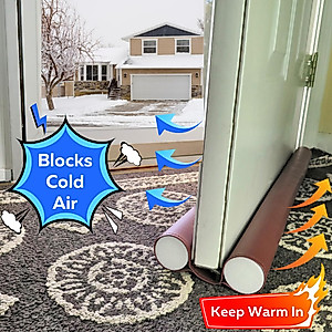 Evelots Door Draft Stopper, Covers Door Gaps up to 2 Inches, Door Noise Blocker, Window Breeze Blocker, Adjustable Door Sweeps, 36 Inches Long, Can be Cut to Size, Brown