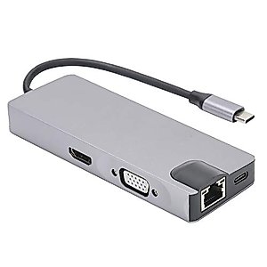 8 in 1 Type‑C Adapter Plug‑and‑Play 2 Fast USB 3.0 Ports Memory Card Reader,for USB Devices,for Audio/Video Connector