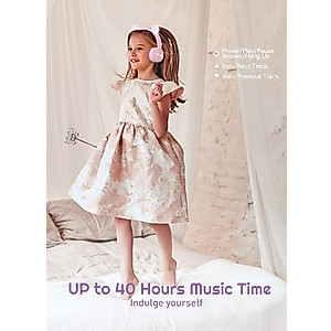 Picun Bluetooth Kids Headphones with Microphone, Cat Ear Wireless & Wired 85dB Volume Limited Multi-Function Girl Headphones, Built-in Flashing LED, Foldable for School Study Home Travel- Purple Pink