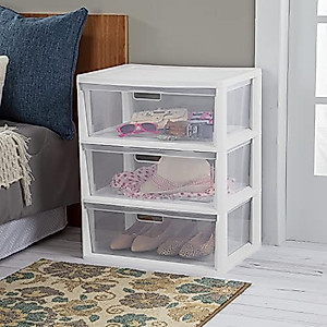 Sterilite 4538001K Wide 3 Drawer Tower- White KD, 1 -Pack