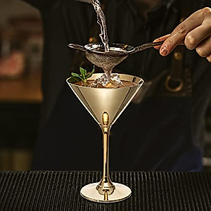 MyGift 8-Ounce Modern Metallic Gold Tone Martini Glasses, Elegant Golden Drinking Glass for a Cocktail Party, Wedding, or Anniversary Dinner, Set of 4