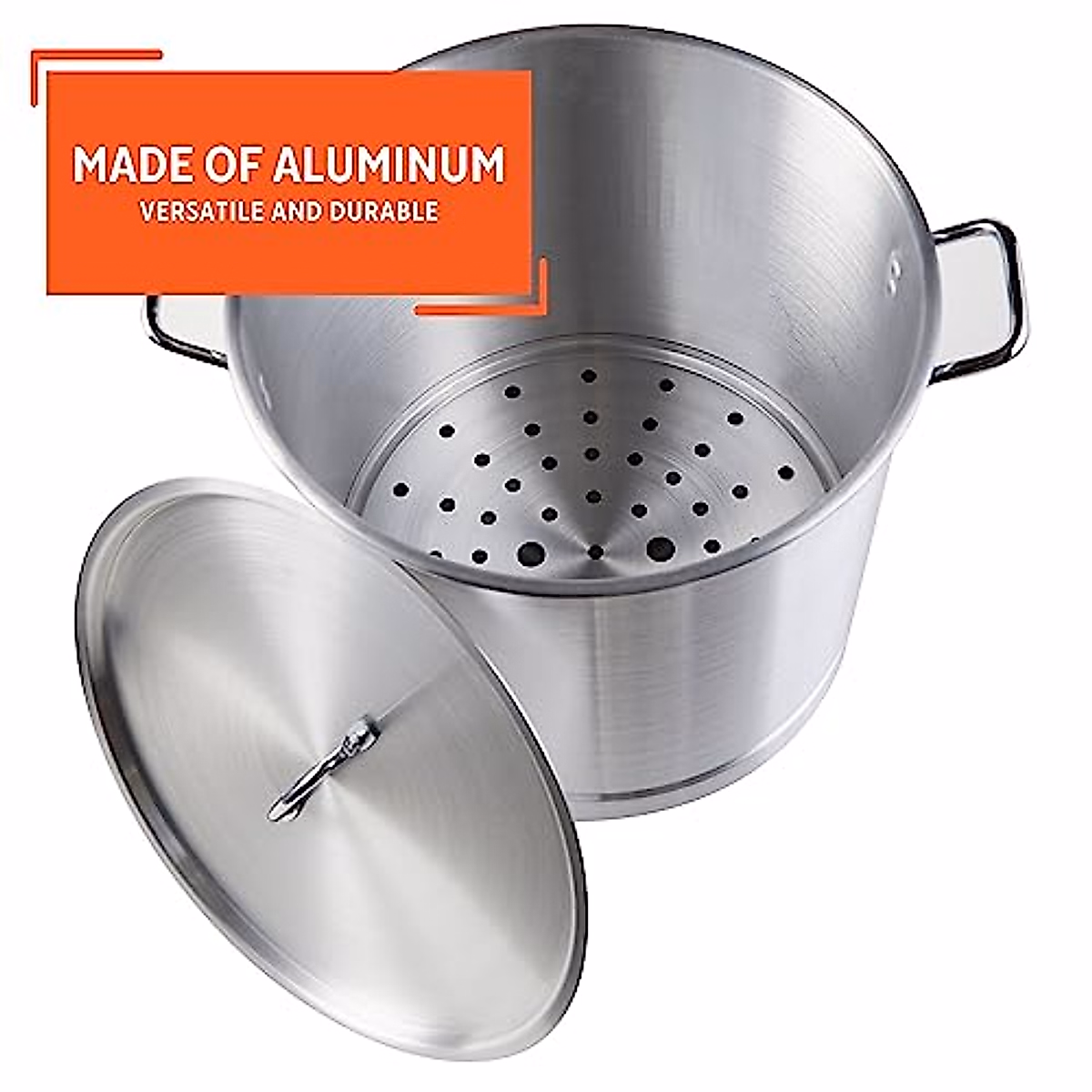 IMUSA Aluminum Steamer with Rack, 40 Qt, Silver