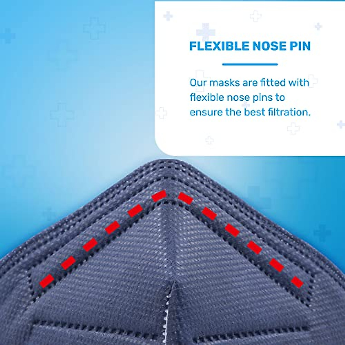 Well Before KN95 Disposable Face Mask | Individually Wrapped 5-layer Protection Mask with Adjustable Ear Loop Making It a Comfortable Face Masks - 10 Pack. (Medium, Denim)