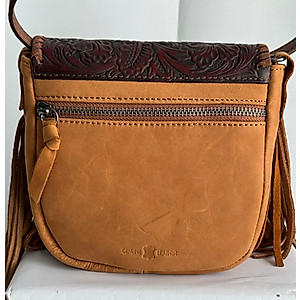 womens cross body bag western cowgirl floral tooled shopper purse brown