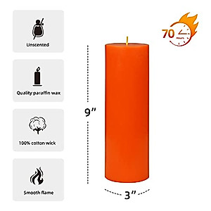 Zest Candle Pillar Candle, 3 by 9-Inch, Orange