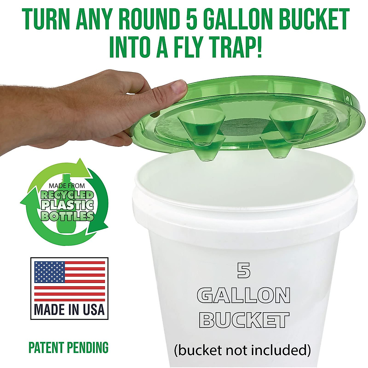 Billy-Bob Fly-Lid 5 Gallon Bucket Fly Lid (2 Pack) Turn Any 5 Gallon Bucket into a Fly Trap!