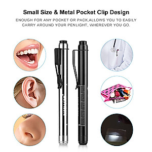 Pen Light, RISEMART Reusable LED Medical Penlight for Nurse Students Doctors with Pupil Gauge, Extra Warm Light Bulb, Pocket Clip and Batteries Included