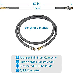 Kitchen Faucet Replacement Hose Fit for Delta RP50390 RP62057 RP74608 DST Faucets Parts, 59in Pull Down Faucet Spray Hose Replace (RP50390 faucet hose)