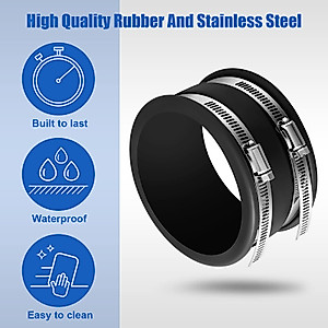 Minatee Dust Control Flex Cuffs with Stainless Steel Hose Clamps, Flexible PVC Coupling for Plastic and Copper Plumbing Connections, Connector Ports Dust Collection Fittings(4 Inch, 6 Pcs)