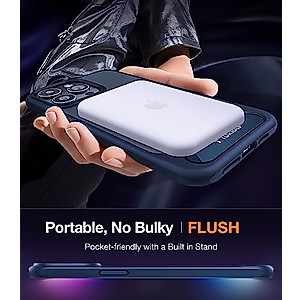 TORRAS Stronger Magnetic for iPhone 14 Pro Max Case with Stand, Compatible with MagSafe, Built in Hidden Kickstand, 10FT Mil-Grade Drop Protection for iPhone 14 Pro Max Case, Translucent Matte Blue