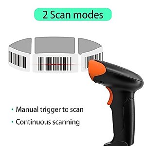 USB Wired Connection Barcode Scanner Digital Printed Bar Code Reader for Supermarket Checkout, Mobile Payment (USB & 2.4G & BT Connect)