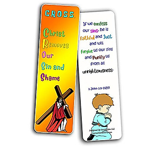 Christian Gospel Bookmarks for Kids (12 Pack) - Collection of Inspirational Bible Verses for Kids - Church Memory Verse Sunday School Rewards - Christian Stocking Stuffers Birthday Assorted Bulk Pack