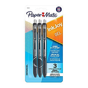 Paper Mate InkJoy Gel Pens, Medium Point, Black, 3 Count