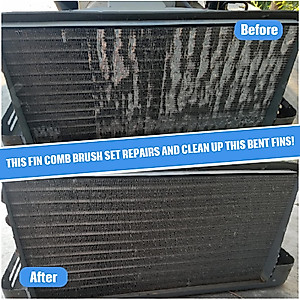 2 Pieces Different Fin Comb Condenser Fin Straightener Air Condition FCR6 Fin Comb and Stainless Steel Fin Comb Radiator Repair Tool Set for Straighten Evaporator Condenser Coils