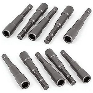 Bestgle 10pcs 1/4'' Hex Shank Nut Driver Bit Sets, Quick Change Socket Nut Impact Driver Adapter Imperial Size 1/4"