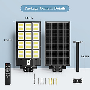OKPRO 6000W Solar Street Lights Outdoor - 7000K Solar Lights Outdoor Waterproof Dusk to Dawn, Commercial Solar Parking Lot Lights with Motion Sensor, Solar Powered LED Street Light for Yard, Outside