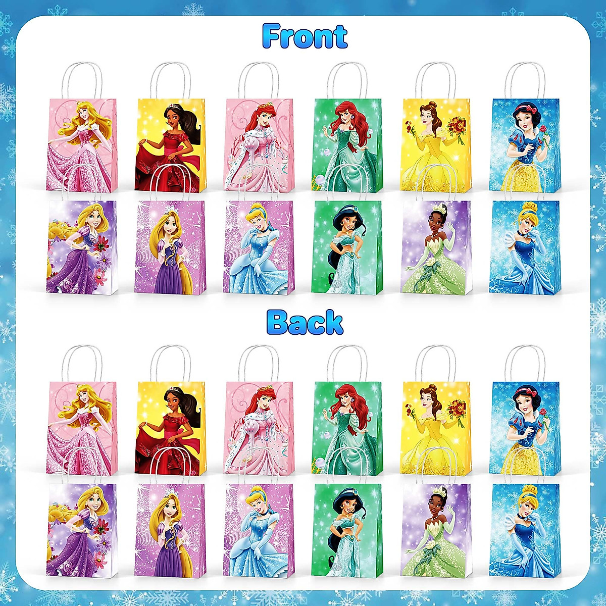 24PCS Princess Prince Party Favor Bags - Prince Princess Party Bags, Princess Birthday Bags with Handles, Princess Goodie Bags for Girls Gift Party Favor Decorations Theme Birthday Party Supplies