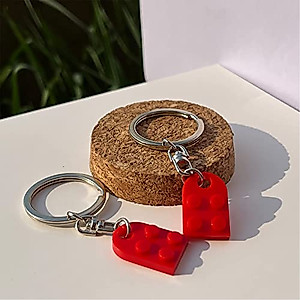 Brick Keychain Best Friend Keychain for Friendship Couple Boyfriend Girlfriend, Heart Keychain Set Valentine’s Day Birthday Key chain for Husband Wife Keychain Gift for Him Her (Red)