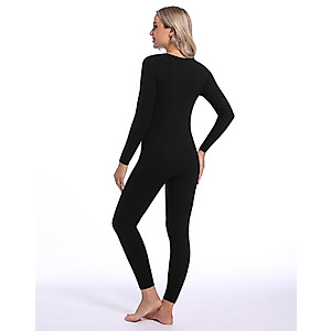 INNERSY Women's Thermal Underwear Set Ultra-Soft Long Johns Base Layer for Cold Weather(Black(Standard Warm),X-Small)