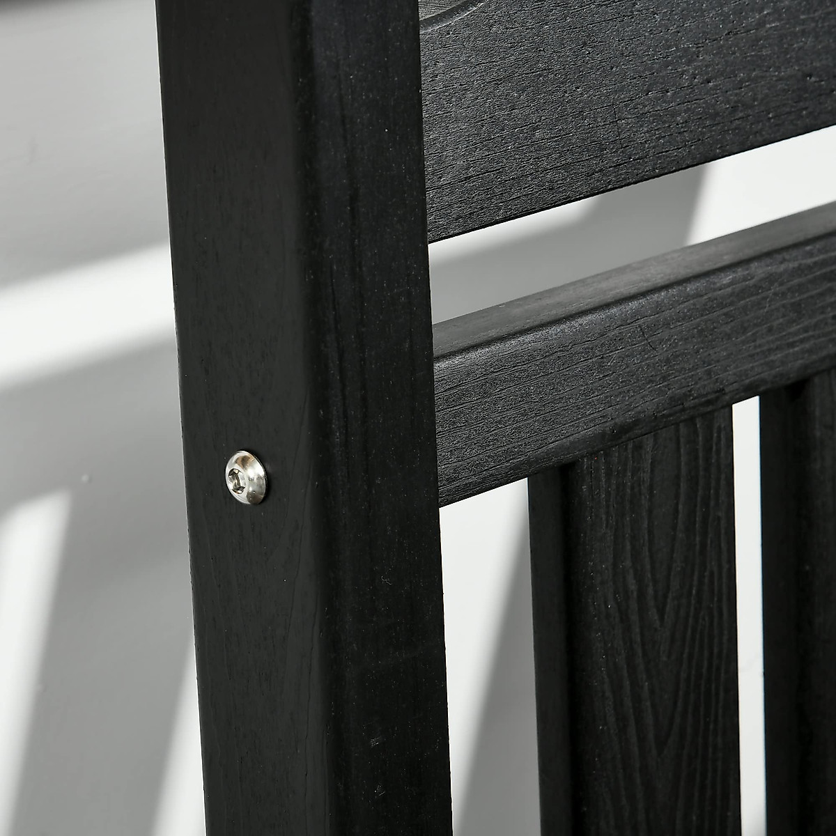 Outsunny 2 Piece Outdoor Rocking Chair Set, HDPE Rocking Patio Chairs with Rustic High Back, Armrests, Oversized Seat and Slatted Backrest, 350lbs Weight Capacity, Black