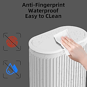 KSSKSS 1.8 Gallons Small White Bathroom Trash Can with Lid, Slim Bathroom Garbage Bin, Removable Liner Bucket, Dog Proof Trash Can with Pop-Up Lid for Bedroom,Toilet