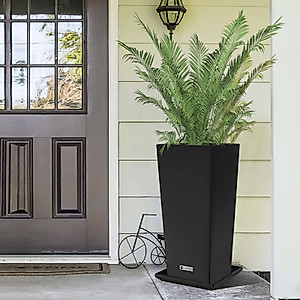 Elevens 28" Outdoor Planter Larger Flower Pots Indoor Modern Tapered Square Outdoor Planter Indoor and Outdoor Flower Pots for Front Door, Patio and Deck（2 Packs）