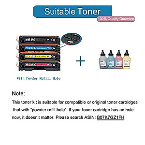 Misee Toner Refill Powder Compatible for HP 202a CF500A CF501A CF502A CF503A 202X Toner Cartridges Used in MFP M281fdw M281cdw M281dw M254dw 4-Pack (Without Tools)
